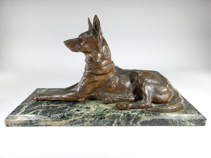 Maximilien Louis Fiot (1886 1953) France Dog Bronze