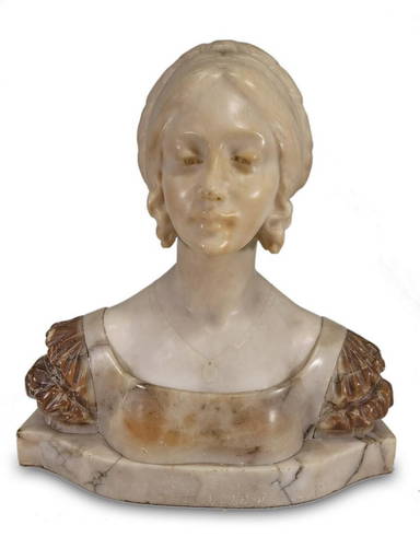 Antique French Alabaster Lady Bust
