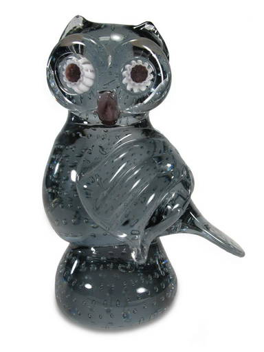 Vintage Murano Art Glass Owl Statue