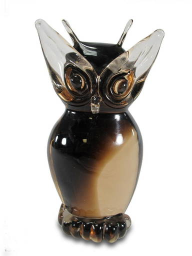 Italian Murano Glass Owl Sculpture
