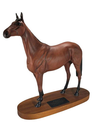 Beswick, England Red Rum Horse Ceramic & Wood Statue