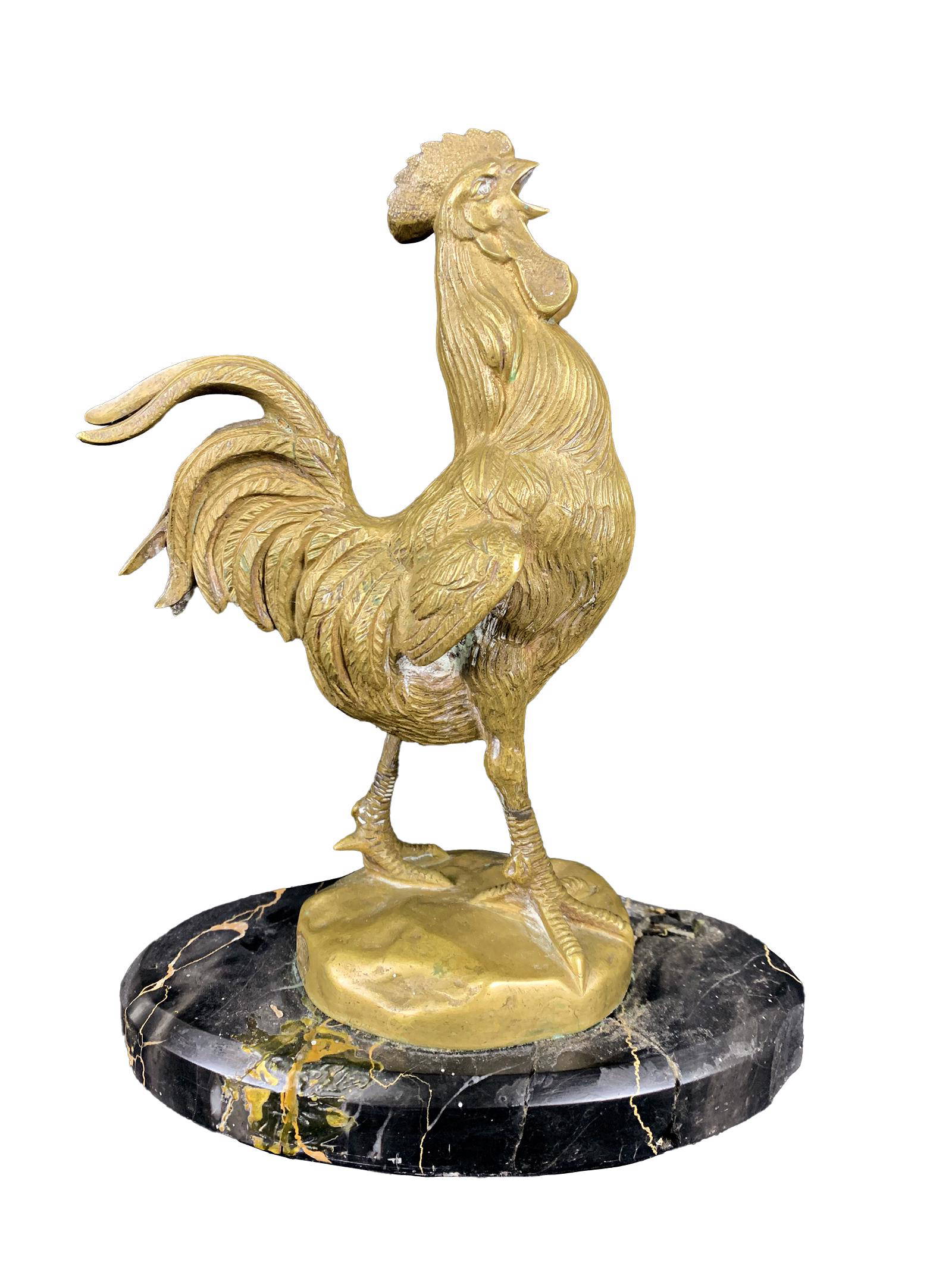 Probably Jules Edmond Masson (1871-1932) Rooster Bronze Statue Auction
