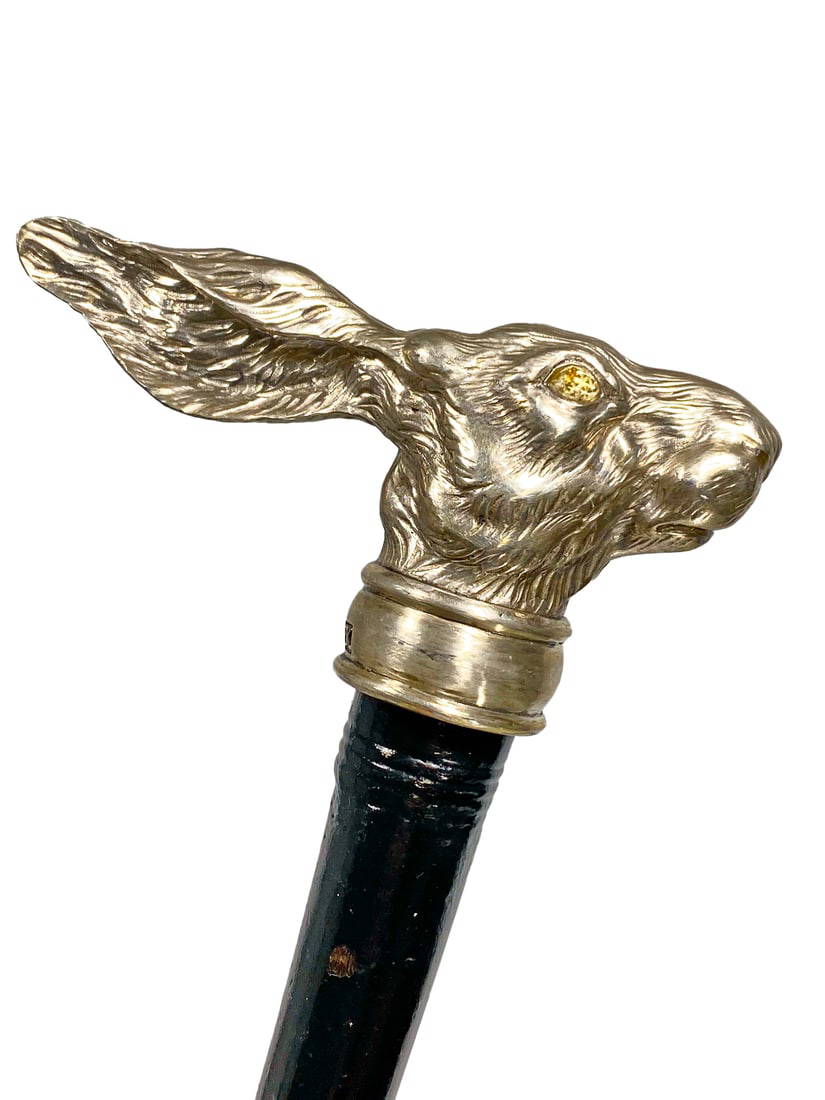 Vintage Silverplate Rabbit Head Walking Stick Auction