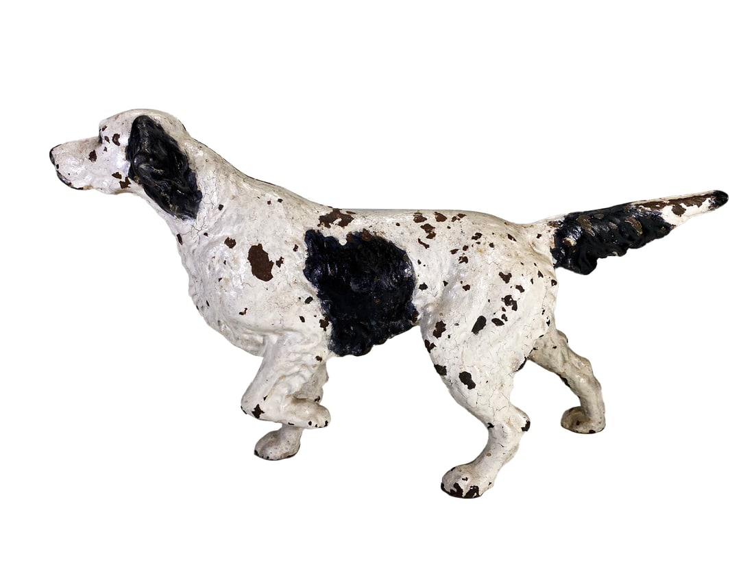 Vintage Painted Iron Pointer Dog Statue Auction