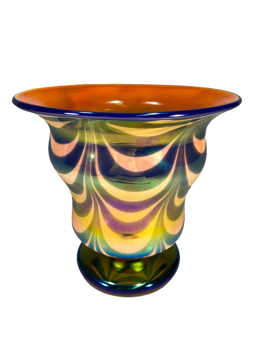 Imperial Freehand Art Glass Iridescent Vase Auction
