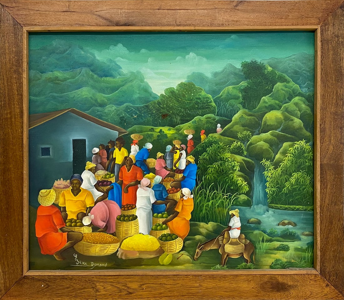 Signed By Ezene Domond Haitian Painting Auction
