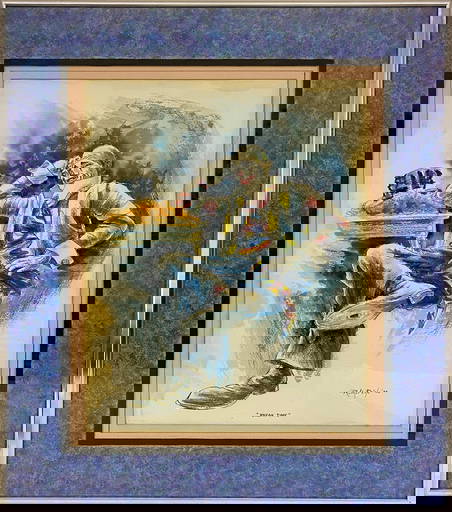 Signed R. M. Fein, 1988 Clown Watercolor Painting