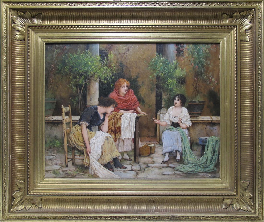 Signed Oliver Rhys Oil On Canvas Painting Auction