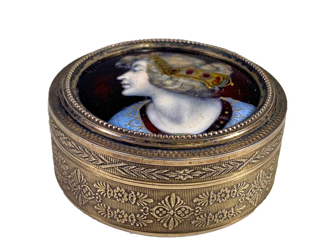 Antique French Silver & Enamel Painting Box Auction