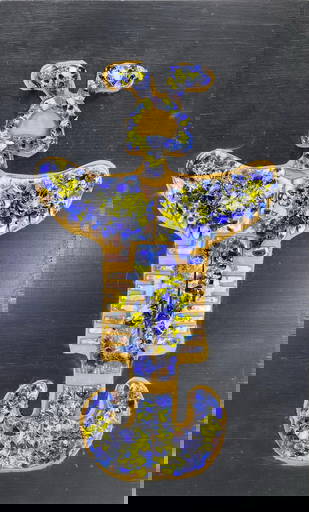 Vintage Glass Over Metal & Wood Art Work