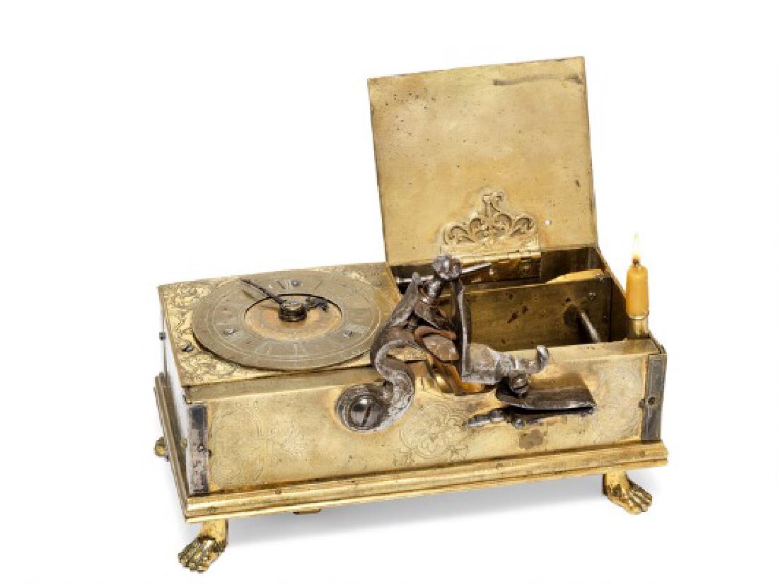 A German Baroque mechanical alarm clock. Early 18th
