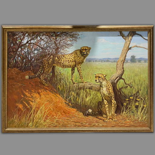 Dwayne Harty (Born 1957) Cheetahs, size: 46(w) x 31.5 (h) in - Aug 20 ...