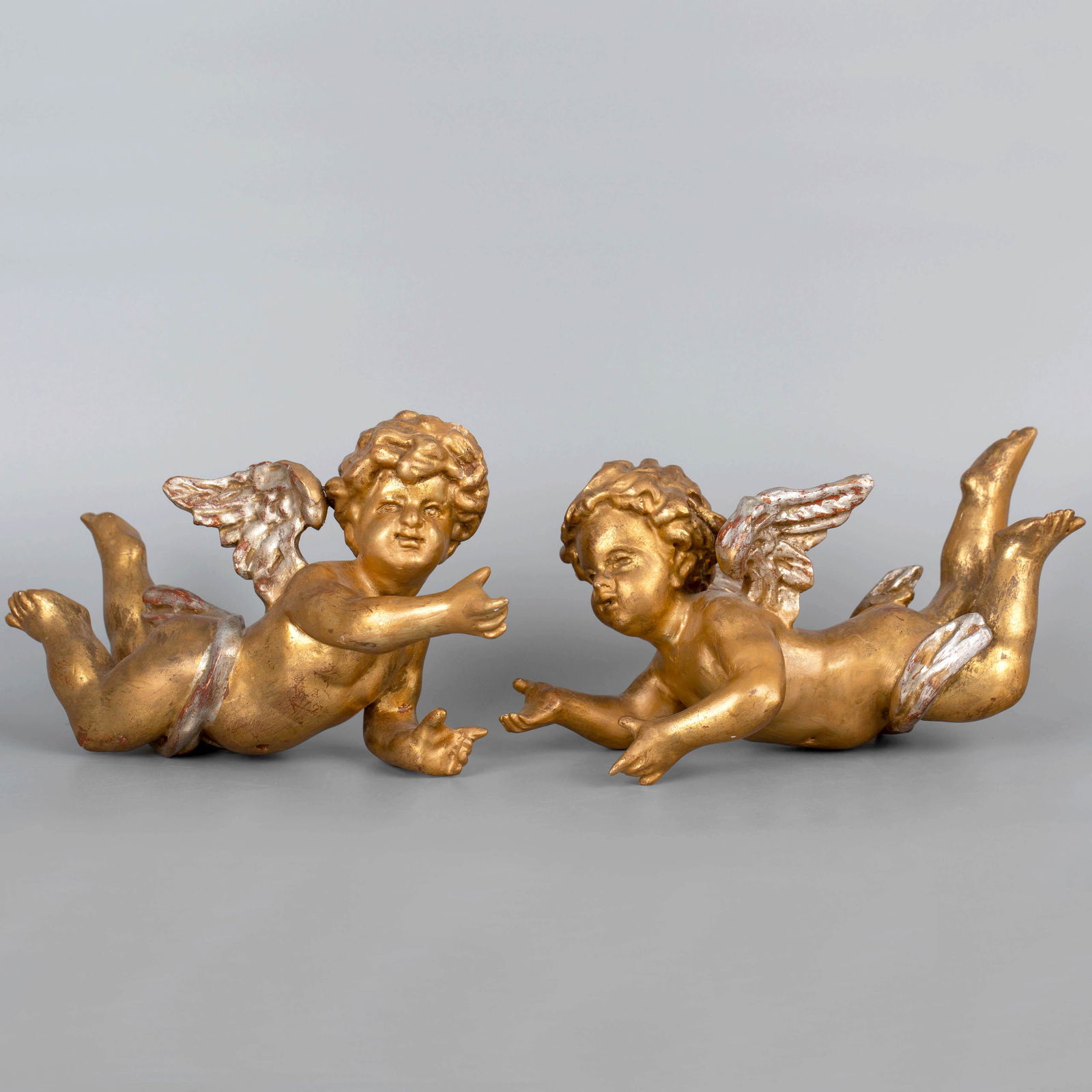 Wooden Body Painted Gold Cherub, 18th Century