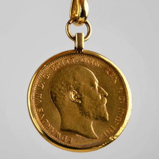 Edward VII 22k gold 8g gold coin 24k gold chain (#0507) on Mar 18, 2023 ...
