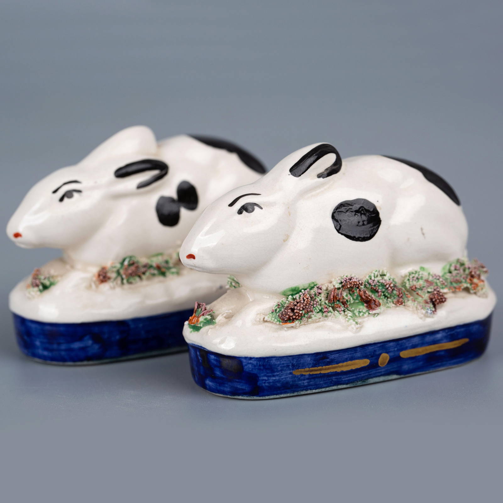 Antique Ceramic Rabbit Figurine Victorian English Stafford Black And ...