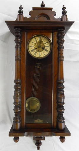 Antique Victorian Wood Pendulum Wall Clock