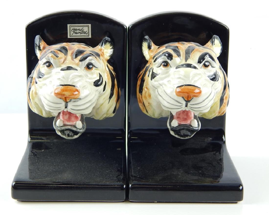 2 Fitz & Floyd Porcelain Tiger Bookends