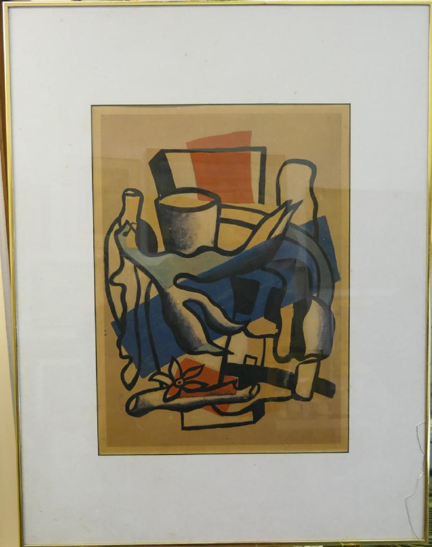 VINTAGE FERDINAND LEGER PRINT ON PAPER FRAMED