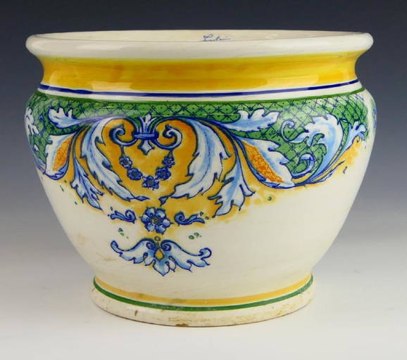Vintage Facciolini Castelli Italy Majolica Planter