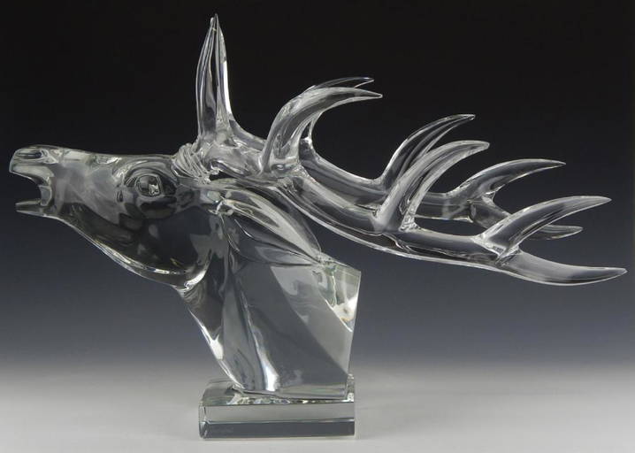 Massive Baccarat French Crystal Stag Sculpture