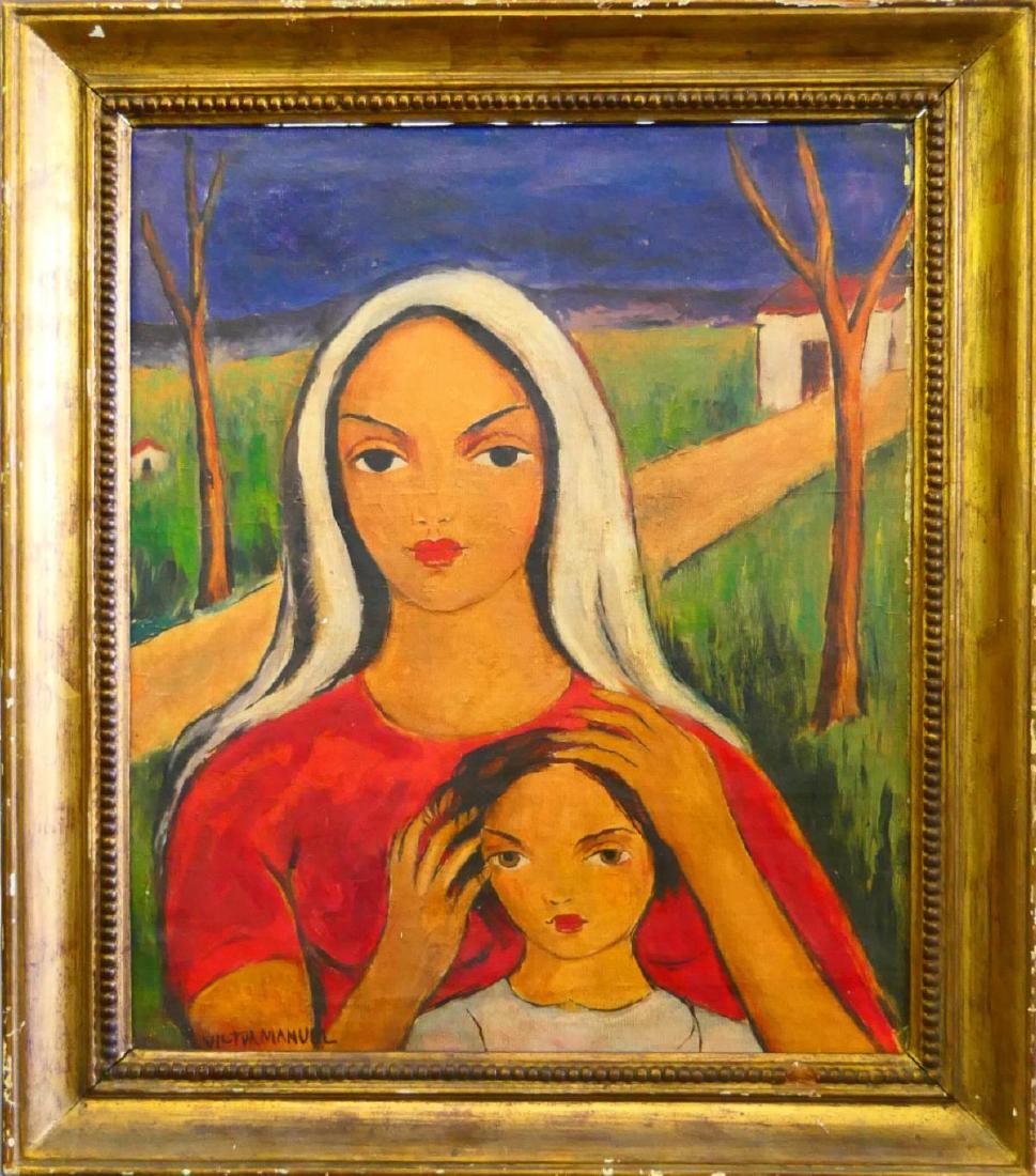 VICTOR MANUEL (CUBA 1897-1969) PORTRAIT OIL/CANVAS