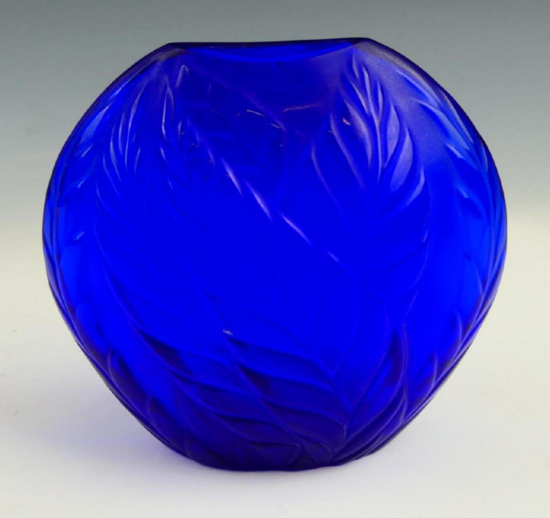 LALIQUE "FILICARIA" LEAF BLUE COBALT CABINET VASE - Mar 05, 2019 ...
