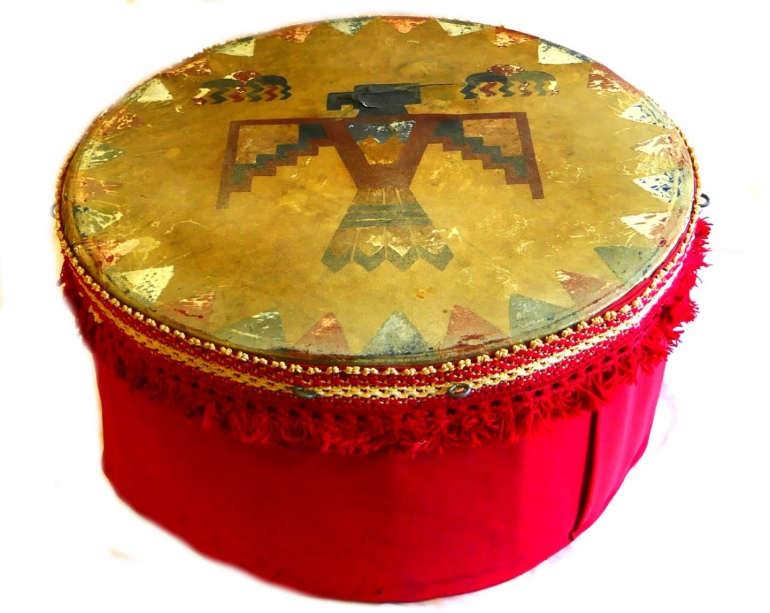 OLD NAVAJO NATIVE AMERICAN CEREMONIAL EAGLE DRUM