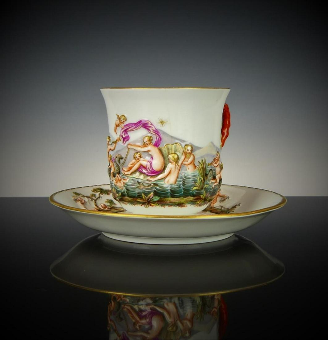 Rare Meissen Porcelain Greek Mythology Cup & Sauce