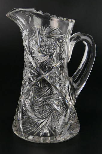 Antique Heavy Cut Crystal Water Pitcher