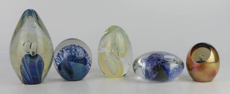 (5) Hand Blown Paperweights