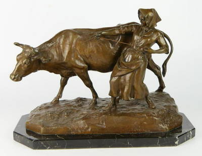 French Charles Valton Bronze Figural Group