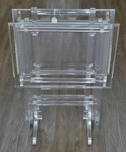 Mid Century Modern Lucite Tv Trays With Stand