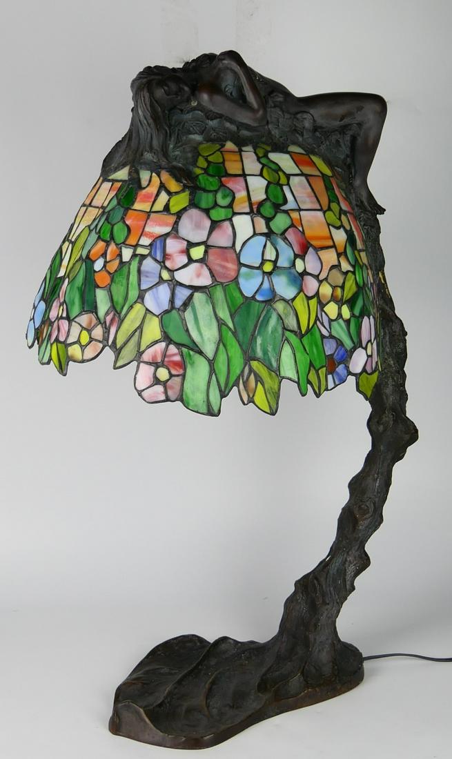 Signed E.thomasson Bronze Daphne 30" Lamp