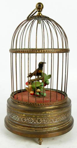 Vintage German Automaton Musical Bird Cage