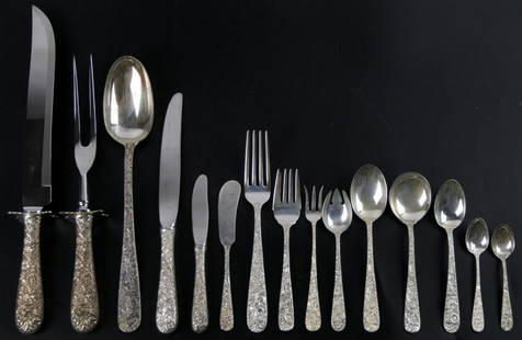 American Steiff Sterling Silver Flatware Set, 61 P