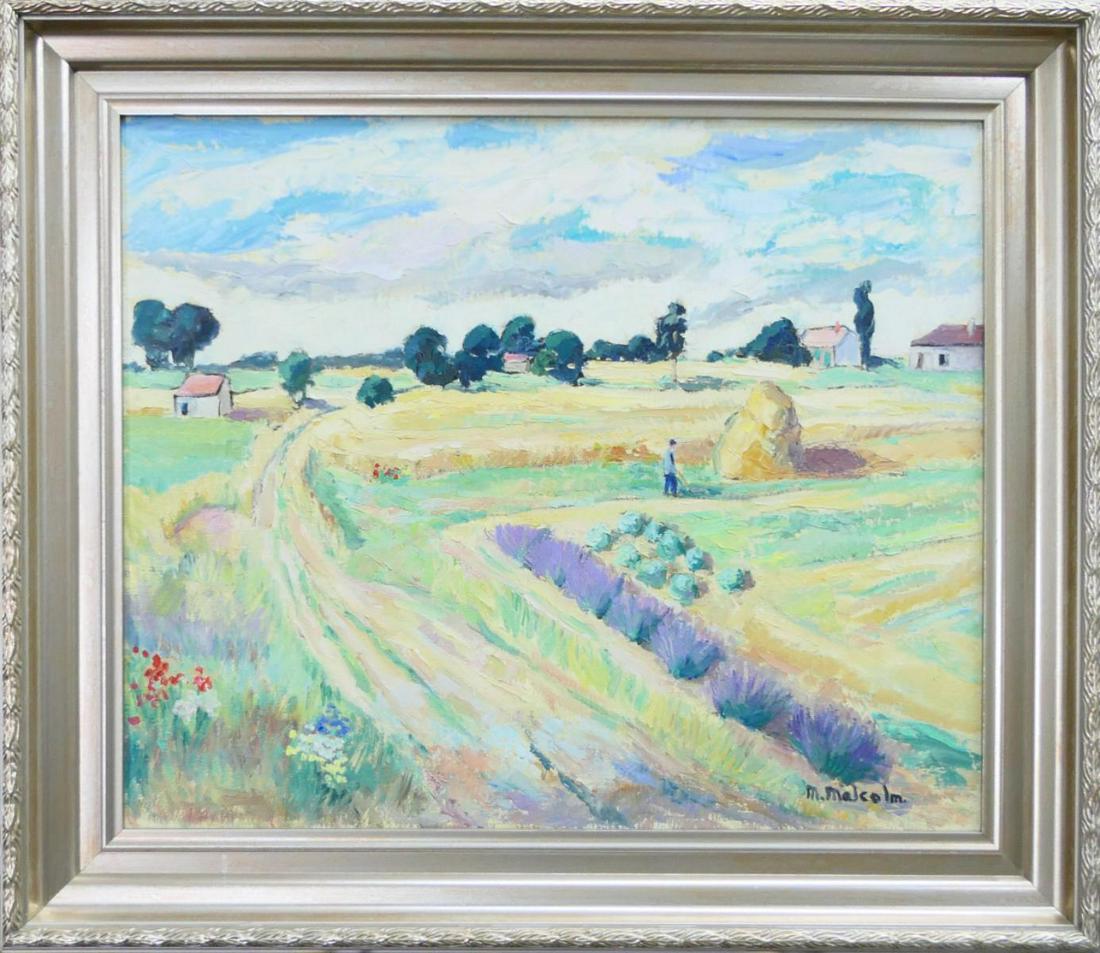Mary Malcolm (usa 20th C) Landscape Oil On Canvas