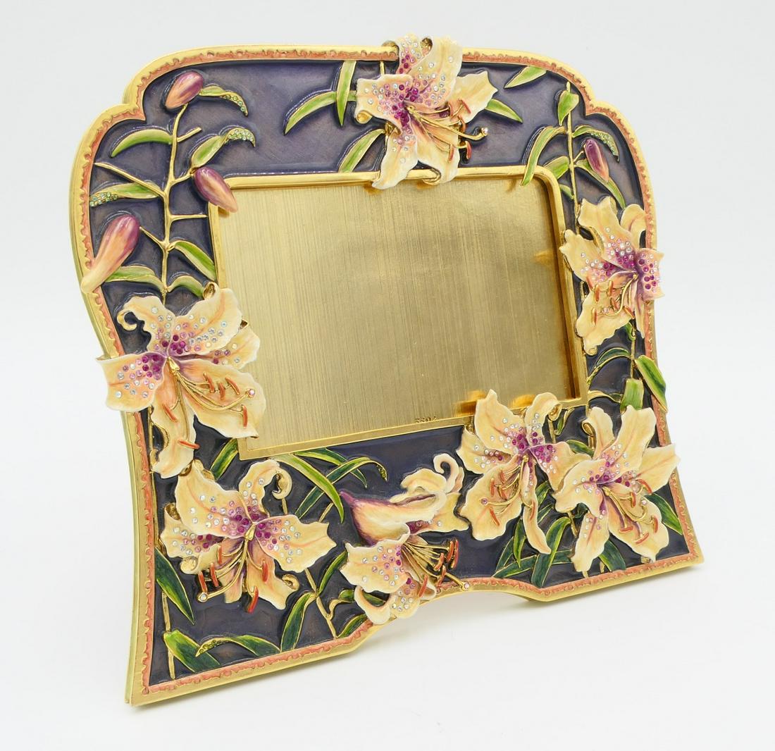 Jay Strongwater Lily Floral Enameled Picture Frame Auction