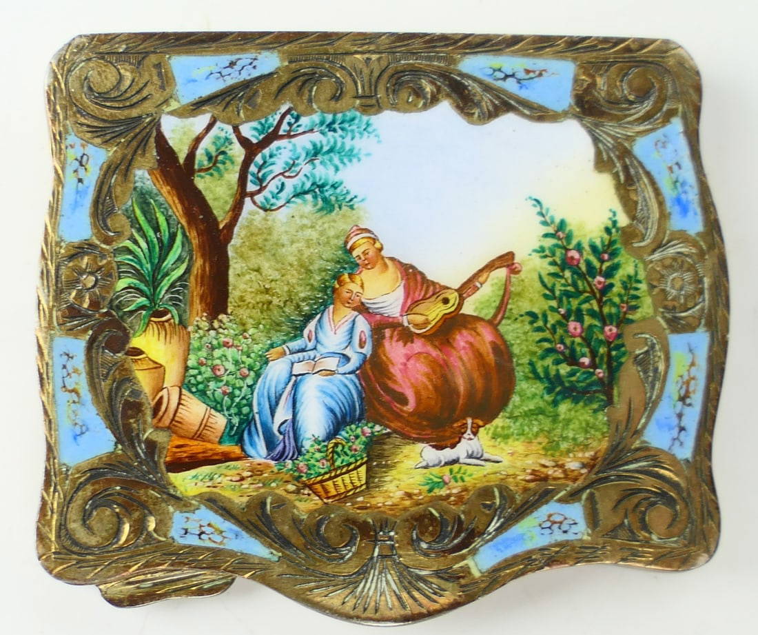 Vintage Fallaci Italy Enameled 800 Silver Compact Auction