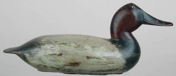 Rare Early Hollow Canvas Back Drake Decoy By Rober