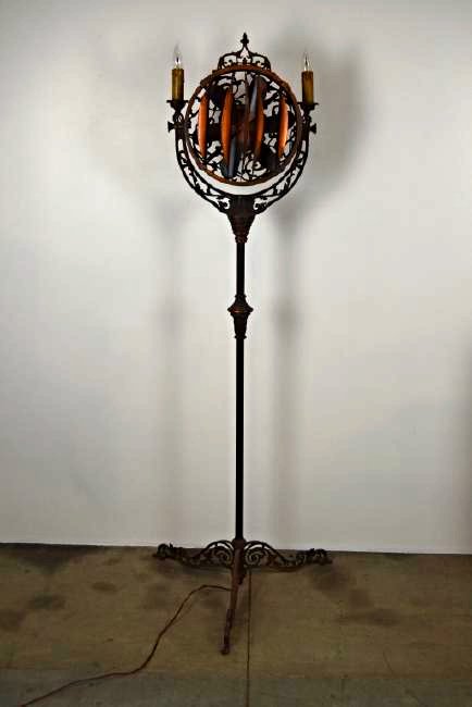 ANTIQUE LUMINAIRE FUNERAL PARLOR LIGHT UP FAN