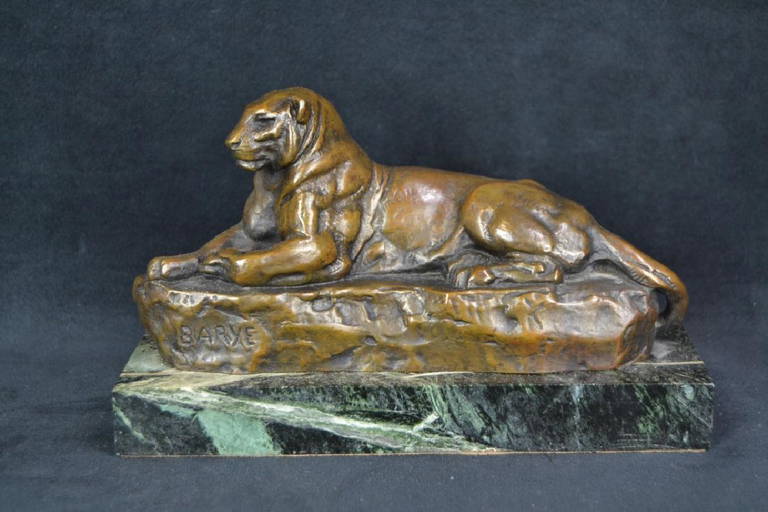 F. Barbedienne Fondeur Paris Bronze Lion Statue