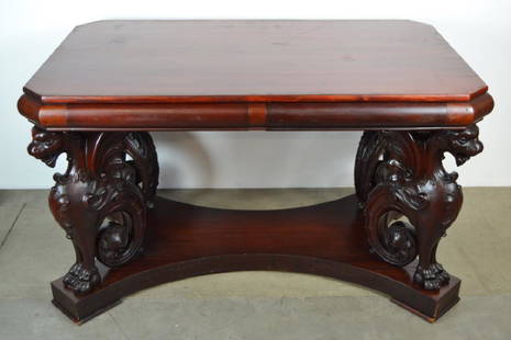 Mahogany Winged Griffin Library Table