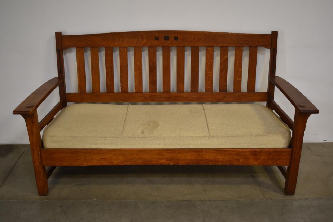 SIGNED LIMBERT MISSION OAK SETTLE OR SETTEE