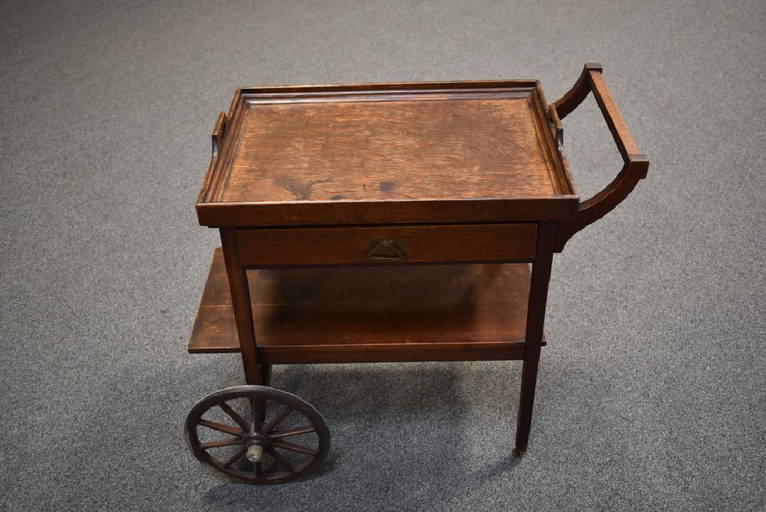 Signed Lakeside Craft Shop Mission Oak Tea Cart