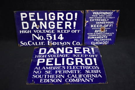 3 Southern California Edison Warning Ssp Signs