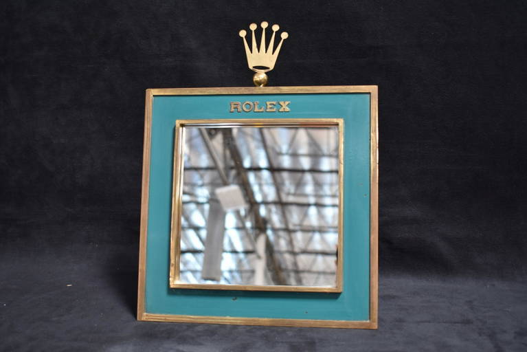 Vintage Rolex Metal Display Table Top Mirror