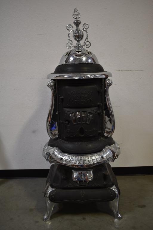 Antique Cast Iron Florence Hot Blast No. 75 Stove