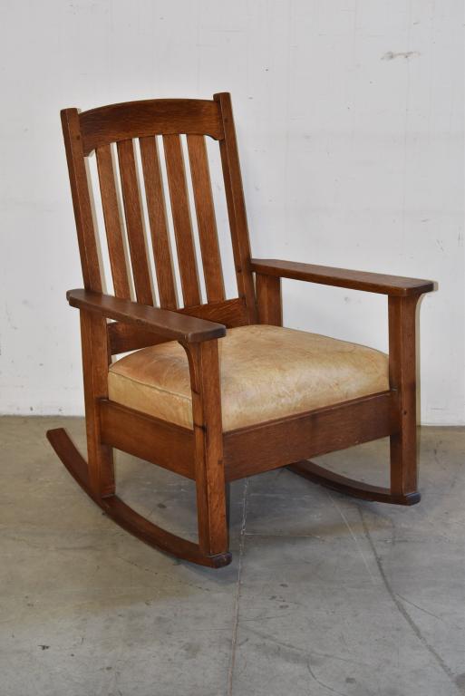 ARCH BACK MISSION OAK ROCKER - May 09, 2020 | Redlands Antique Auction ...