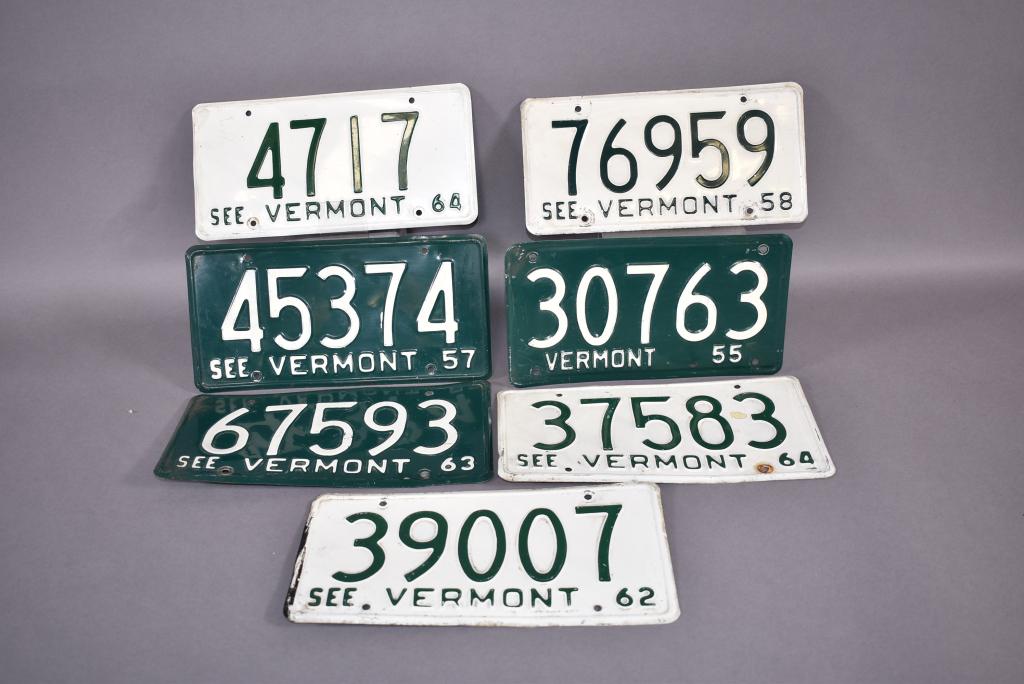 7 50 60s Vermont License Plates