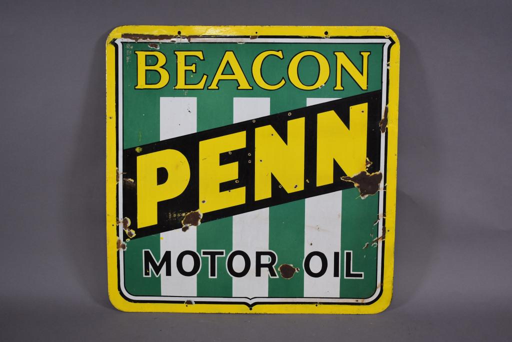 Beacon Motor Oil Porcelain Sign. - Feb 22, 2018 | Dan Morphy Auctions in PA